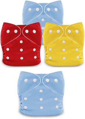 BATANIYA Washable Reusable Adjustable Diapers(Red Blue Yellow Blue 4 ...