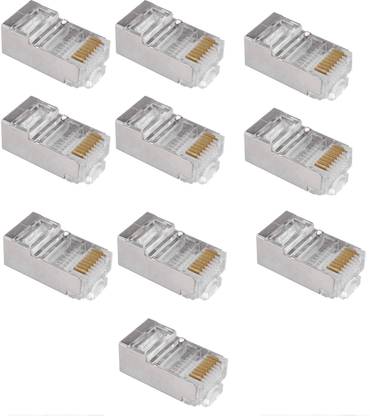Etake (Pack of 10) RJ45 STP Connector Cat5E, Cat6, Shielded 8P8C ...