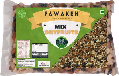 Fawakeh Mix Dryfruit 1KG Badam Kaju kishmish Raisin Black Salted Pista ...