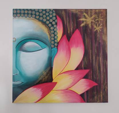 Neha Art Gallery "Buddha-1" handmade canvas Acrylic 24 inch x 24 inch ...