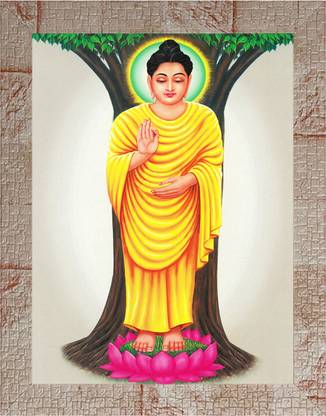 Indianara Gowthama Buddha Painting (4369MR) -Synthetic Frame, 10 x 13 ...
