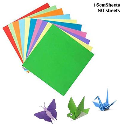 AMUSING Bright Fluorescent Origami Paper 15 cm X 15 cm Pack of 80 ...