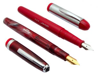 Ledos Set Of Oliver 503 & Airmail 80 Red Marble Fountain Pen - Buy ...