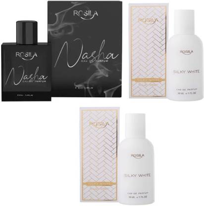 Buy Rosila 1 NASHA &2 SILKY WHITE PERFUME ,30ML EACH, PACK OF 3 ...