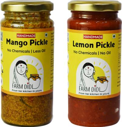 FarmDidi Mango & Lemon Pickle Combo (Set of 2 200gm Jars) Mango Pickle ...