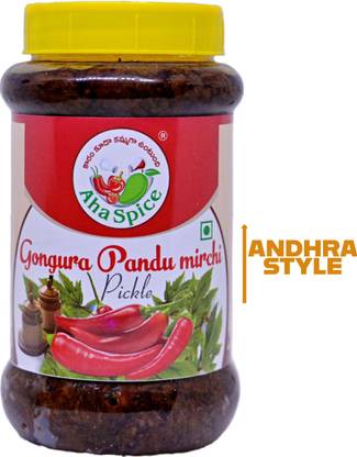 AHA Gongura pandu mirchi pickle 500gm roselle leaves red chilly pickle ...