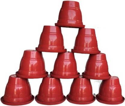 OkPlant Flower Pot Gamla (Brown) (8 inch) Heavy Duty Plastic,Pack of 10 ...