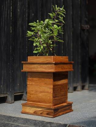 TEAKWOODKART Handmade Tulsi Pot Planter Stand /Tulsi Vrindavan / Tulsi ...