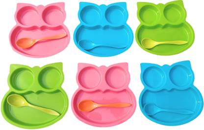 Kitchwish OWL Shape Plates 6 with Spoon for Kids Virgin Plastic Food ...