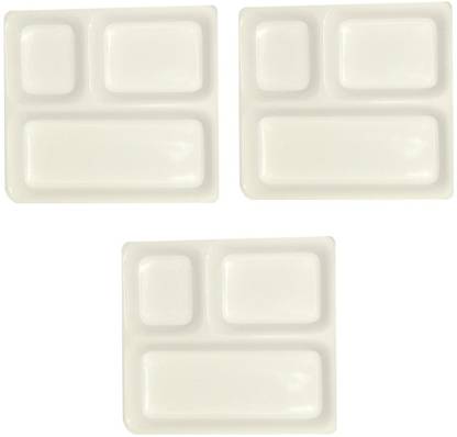 ACRYPOLY Acrylic Pav Bhaji/Chole Bhature 3 Partition Plate (9X9X1 Inch ...