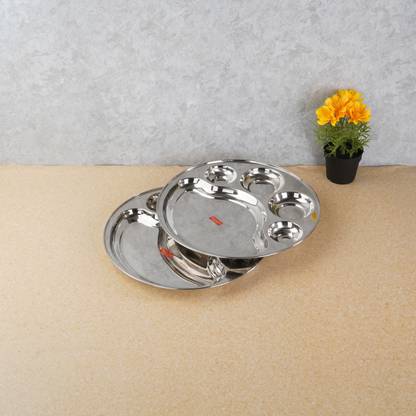 Sumeet Stainless Steel Round 5 in 1 Compartment Lunch / Dinner Plate ...