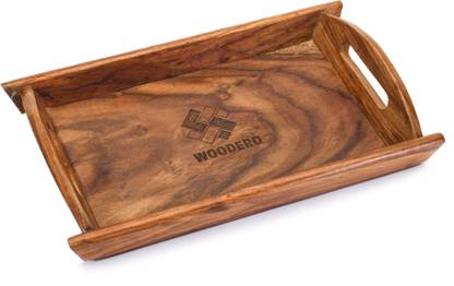woodero Handcrafted Premium Mahogany Finish Wooden Coffee Tray - Size ...