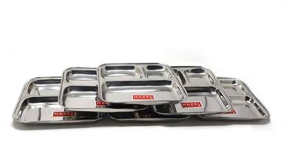 HAZEL Pav Bhaji Plates for Restaurant Nasta Plate Set of 6 Steel ...