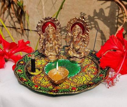 skymoonenterprises Laxmi Ganesh diya Deepak with Puja thali Diwali ...