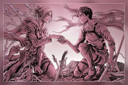 Anime Attack On Titan Annie Leonh Eren Yeager Matte Finish Poster Paper ...