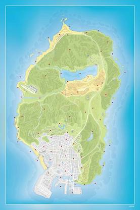 Maps Gta V Video Game Matte Finish Poster P-15760 Paper Print - Animation & Cartoons posters in ...