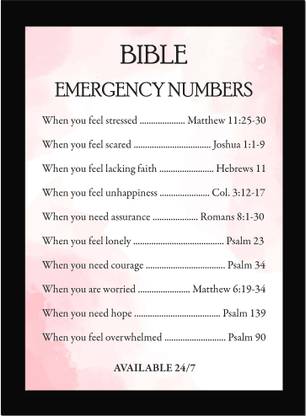 Bible Emergency Numbers - Bible Verse Wall Photo Frame Wall Poster ...