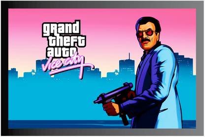 GTA Game Frame Poster For Room Synthetic Wood Gloss Lamination F19 ...