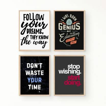 Set of 4 Motivational Quote Poster for Home and Office, A4 Size ...
