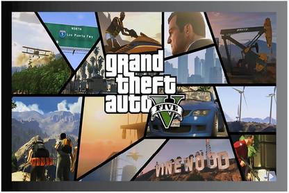 GTA Game Frame Poster For Room Synthetic Wood Gloss Lamination F34 ...
