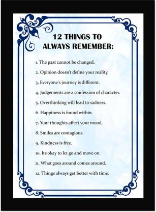 12 Things To Always Remember - Motivational Quote Framed Wall Poster ...