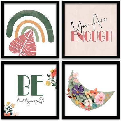Motivational Quotes Frames for Wall Decor - Floral Wall Poster for Room ...