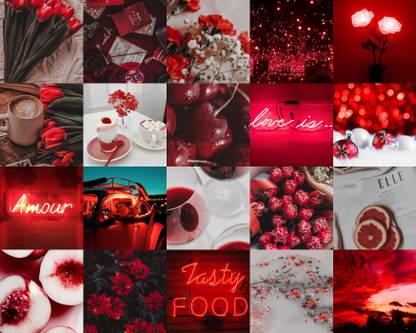 Red theme photo poster prints, 4x6 inch collage set of 20 photos ...