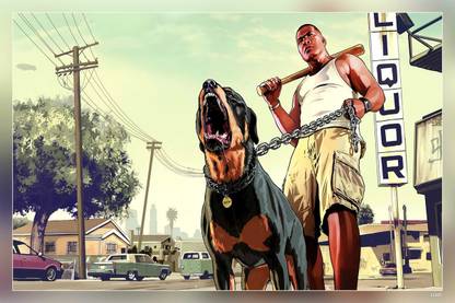 Grand Theft Auto V Dog Rottweiler Video Games S Matte Finish Poster ...