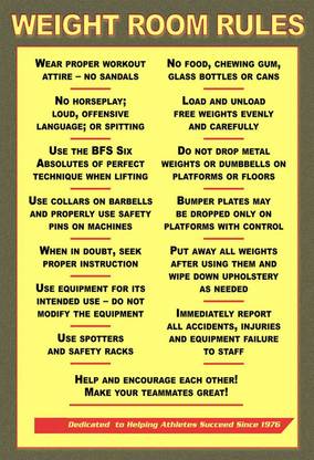 Poster Weight Room Rules sl-7787 (Large Print, 36x24, Banner Media ...