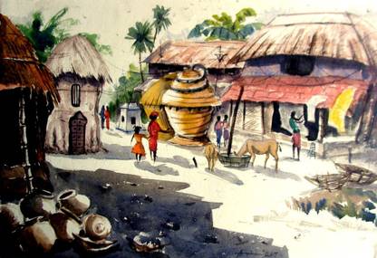 Poster Indain Rural Village Painting Digitalart sl-14402 (LARGE Poster ...