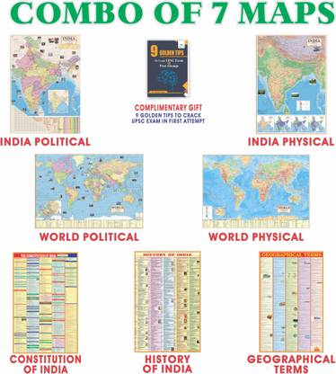 Eoimart India & World Map (Both Political & Physical) with Constitution of India,Indian History ...