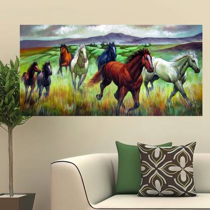 lucky seven horses running at sunrise ll 7 horse vastu poster in vinyl ...