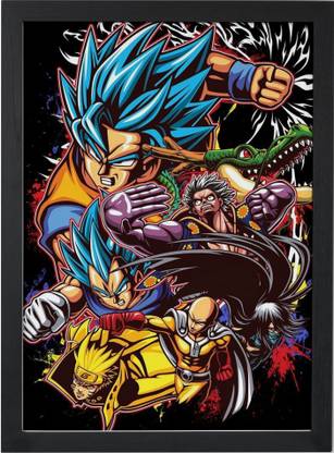 mix anime poster with frame dragonball onepiece naruto wall poster ...