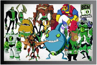 Ben 10 Poster with Frame Gloss Lamination M37 Paper Print - Animation ...