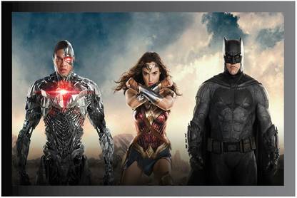 Justice League Superhero Frame Poster For Room Synthetic Wood Gloss ...