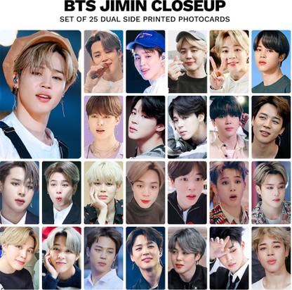 Jimin Set of 25 Closeup Photocards | Dual Sided | HD Quality | UV ...