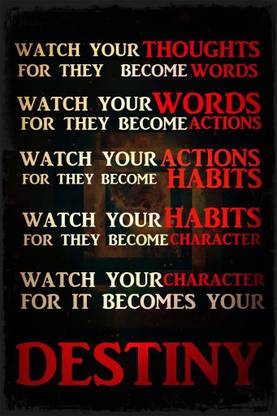 Keen Watch Your Thoughts Words Actions Habits Character Destiny Classroom Wall Poster Print|12 X ...