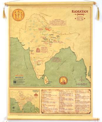The Ramayan Map Rollup English - Canvas Art - Maps posters in India ...