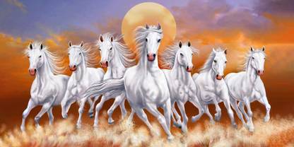 lucky seven horses running at sunrise ll 7 horse vastu poster in vinyl ...
