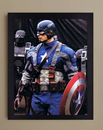 Captain America Modern Wall Art Framed Poster Paper Print - Captain ...