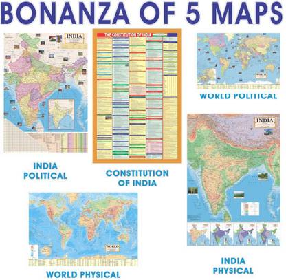 INDIA & WORLD ENGLISH MAPS (Both Political & Physical) Constitution of ...