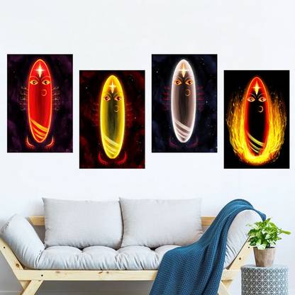 Linga Bhairavi Mata (Set of 4 Frameless Panel Posters) (WxH 48"x18 ...