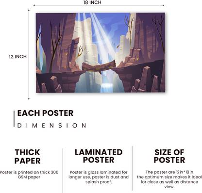 Landscape Fantastic Vector Scenery Wall Poster(18*12inch) For Home Wall ...