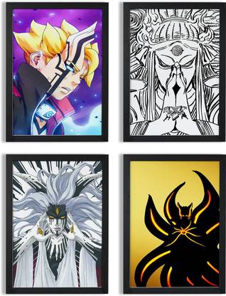 set of 4 naruto frame wall poster frame poster of anime A4 size Paper ...