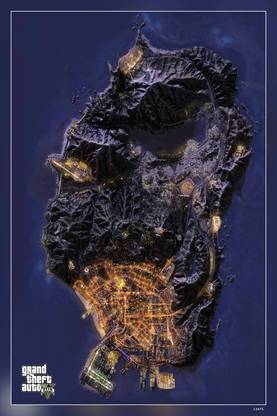 Maps Gta V Video Game Matte Finish Poster P-13475 Paper Print ...