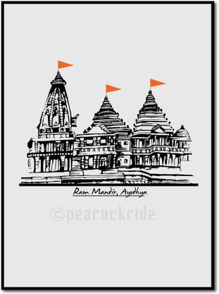 Ram Mandir Ayodhya Wall Poster A4 Fine Art Print - Places posters in ...