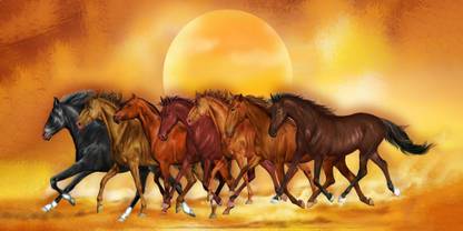lucky seven horses running at sunrise ll 7 horse vastu poster in vinyl ...