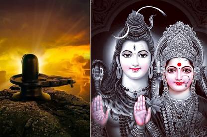 Lord Shiv Parvati with shivling Paper Poster (Poster 12X18 Inch in ...