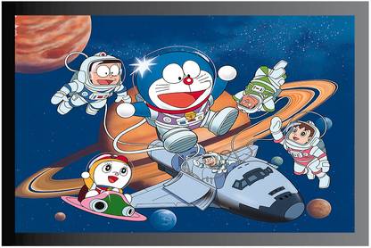 Doraemon Cartoon Poster with Frame Gloss Lamination M12 Paper Print ...