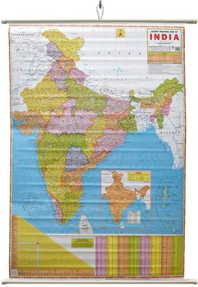 India Political Map Chart : Laminated Wall Chart (Size 100X75 CM ...